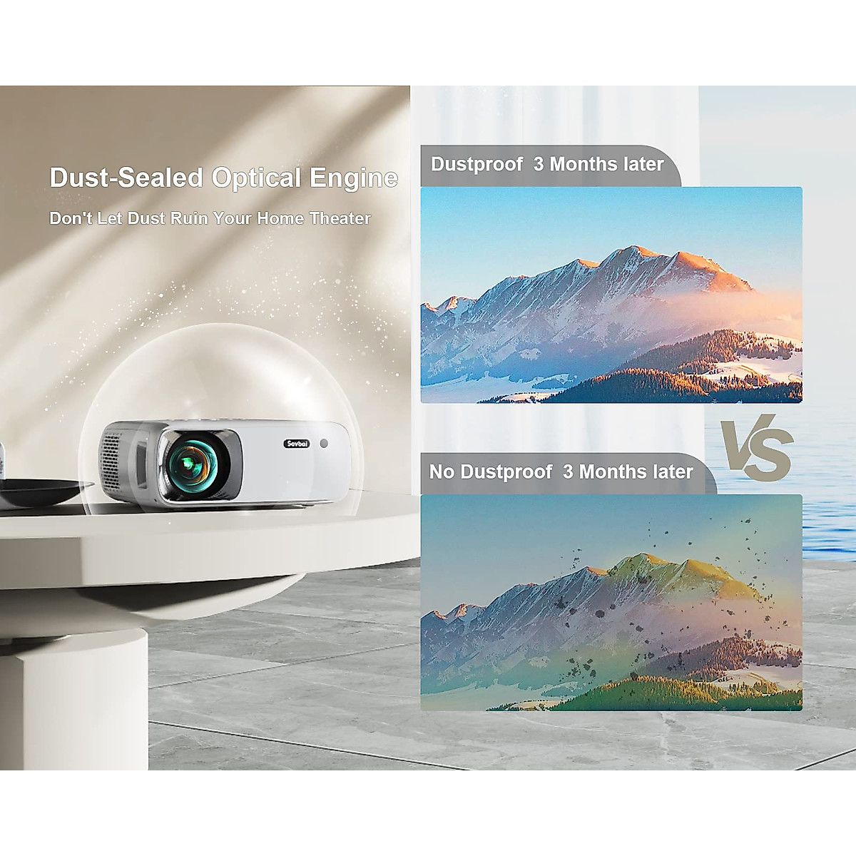 5G WiFi Outdoor Bluetooth Projector 4K Supported: 15000L 460 ANSI Native 1080P Projector, 4D/4P Keystone 400'' & 50% Zoom Sovboi Mini Movie Projector, Soi-Smart System Portable Projector for Phone/PC