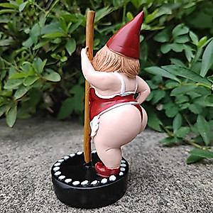 qumHmup Garden Gnomes, Pole Dancing Gnome Figurine for Patio Lawn Garden Decoration,Outdoor Decoration Resin Gnome Statue