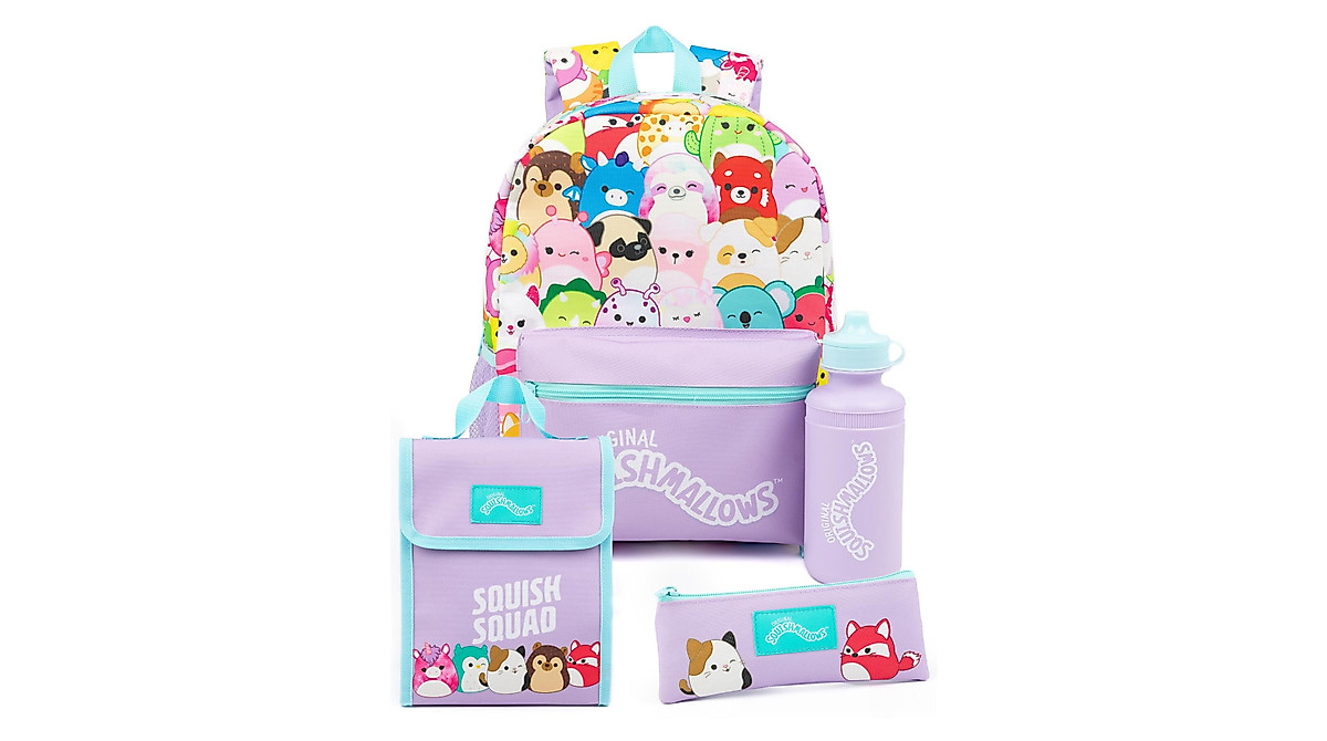 Squishmallows Girls Backpack Set - 4 Pcs Kids School Bag & Accessories