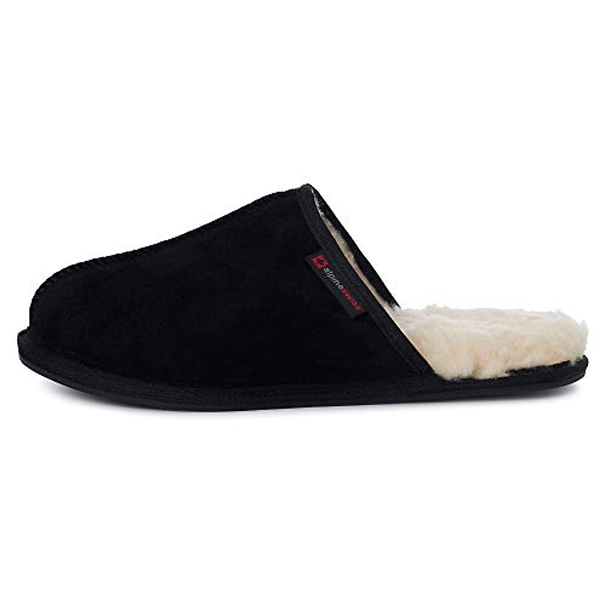Alpine Swiss Mens Genuine Suede Memory Foam Scuff Slippers BLK 10