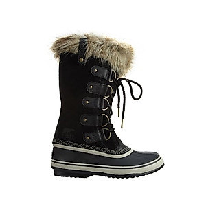 Womens Sorel Joan of Arctic Faux Fur Cuff Warm Winter Waterproof Boots - Black/Quarry - 10