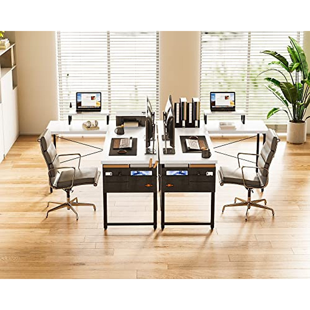 ODK L Shaped Desk, 59" Computer Corner Desk, Gaming Desk, Home Office Writing Desk with Monitor Shelf, Space-Saving Workstation Desk, Modern Simple Wooden Desk, Easy to Assemble, White