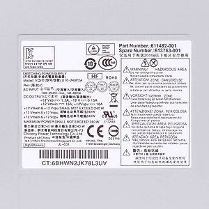 S-Union New 503376-001 240W Power Supply for HP Elite 8000 8100 8200 SFF Pro 6000 6005 6200 HP-D2402A0 HP-D2402E0 DPS-240RB 508151-00 613763-001 611481-001 613762-001 503375-001 HP Power Supply