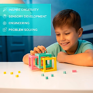 PIXIO Sweet - Tiny Magnetic Blocks Building Toy in The Pixel Art Style with Free App - 5/16" Plastic Cubes with 6 Magnets Inside - Open Ended Toy - Creativity Toy for Ages 6+ - 60pcs