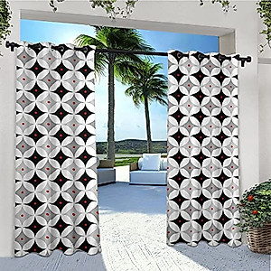 LANQiAO Outdoor Curtain Grommet, Retro Style Atomic Outdoor Curtain Fabric for Patio Light Block Heat Out Water Proof Drape W120 x L96