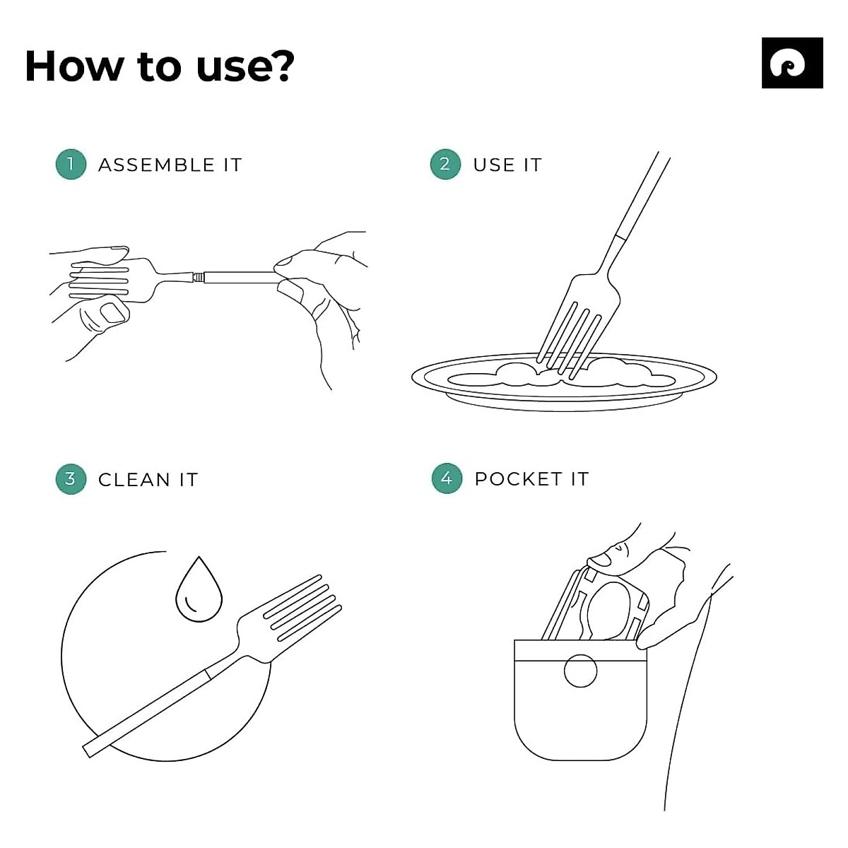 Outlery | Portable & Reusable Stainless Steel Travel Cutlery Set and Reusable Chopsticks (Whale Blue) Pocket Sized Cutlery Set