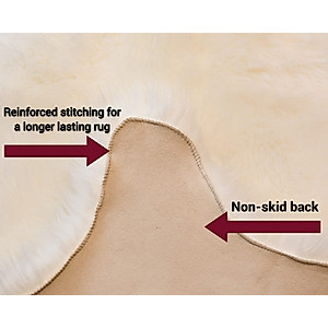 Chesserfeld Luxury Faux Fur Sheepskin Area Rug for Bedroom, Black, 4 x 6 with Thick Pile