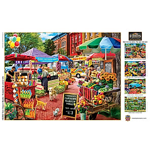 MasterPieces 750 Piece Jigsaw Puzzle for Adults, Family, Or Youth - Town Square Booths - 18"x24"
