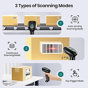 Barcode Scanner Bluetooth and Wireless with Stand, Anyeast USB Wired Inventory 2D 1D QR Code Scanners for Computer Laptop POS iPone, Screen Scanning Bar Code Reader for Supermarket Warehouse Library
