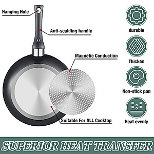 Eterish Nonstick Frying Pan Skillet 9.4 Inch - Induction Bottom - Aluminum Alloy and Scratch Resistant Body Omelette Pan- Riveted Handle, Non Stick Skillet Pan,PFOA Free
