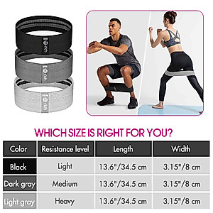 Te-Rich Resistance Bands for Legs and Butt, Fabric Workout Loop Bands, Set of 3