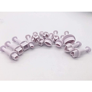 Fondant Cutter 13pcs/ Set, Geometric MultiCutters for Cake Design - Round Square Oval Heart - Small, Medium & Large Size