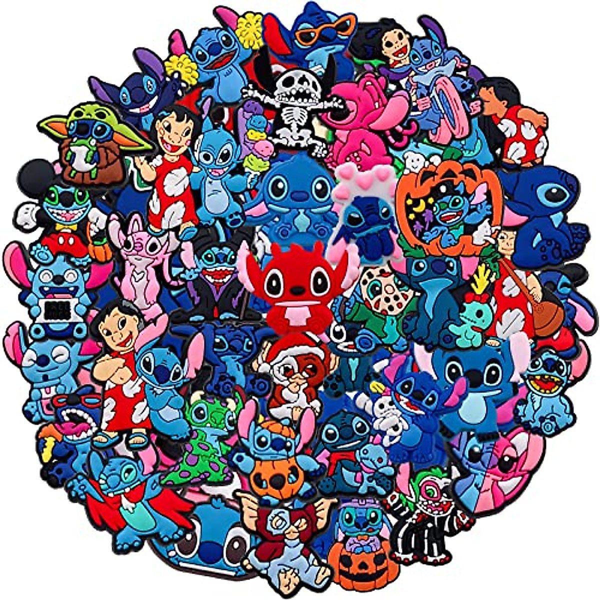 40 Pack for Croc Shoe Charms for Stitch Girls Boys Kids for Lilo, Blue Stick Shoe Charms for Party Gifts, Cute Cartoon Shoe Pines Para Charms for Bracelet Wristband.