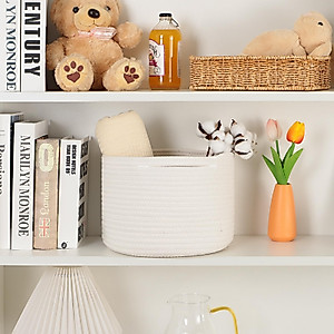 MiniArk Small Storage Basket for Organizing | Cube Shelf Closet Storage Baskets | 9.7×9.7×7.1” Cute Baby Basket for Nursery | Woven Rope Basket Bins | Gift Basket Easter | Round 3 Packs Off White