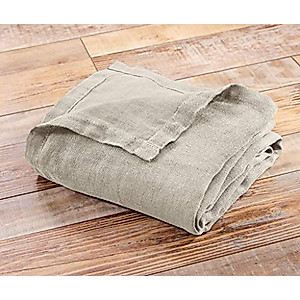 Brussels Super Soft Lightweight Pre-Washed Belgian Flax Linen Reversible Throw Blanket, 50" x 70" - Natural Linen Color