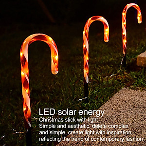 SEEROOTOYS Cane Lights 10 Piece Candy Canes Outdoor Decorations 14.5 Inch Festive Solar Crutches Lights Red LED Lights Pathway Markers Outdoor Garden Stake Lights Wedding Party Decor