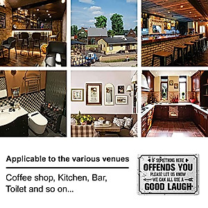Aulutum Funny Garage Man Cave Decor Metal Signs, If Something Here Offends You Please Let us Know We Can All Use a Good Laugh 8 ×12 Inches