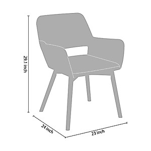 CangLong Upholstered Cushion Leisure Modern Living Dining Room Accent Arm Chairs Club Guest with Solid Wood Legs, Set of 2, Fleece Blue