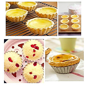 Tosnail 50 Pieces Aluminum Egg Tart Mold Small Tart Pie Tin Mini Cupcake Cake Muffin Cookie Mold Baking Cups