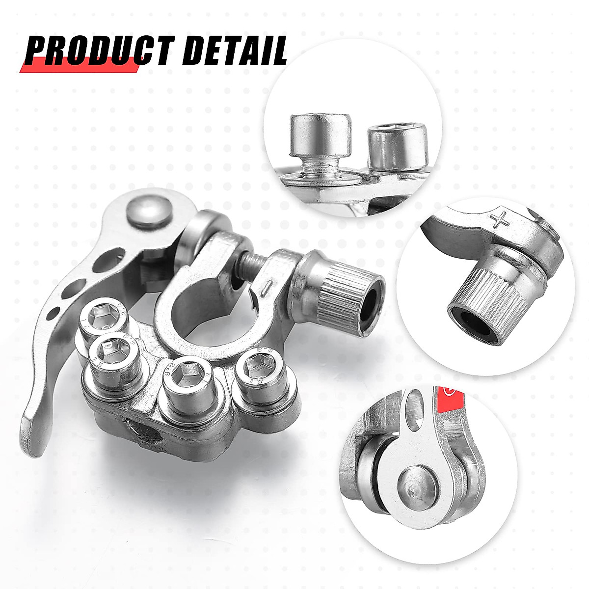 Tallew 8 Pcs Battery Terminal Connectors Quick Release Disconnect Car 4 Way Connector Clamps Positive Negative with Allen Wrench Washers Compatible with SAE/JIS Type A Posts