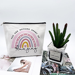 Inspirational Gifts for Women, Thank You Gifts, You Are Nothing Short of Amazing Rainbow Cosmetic Bag, Birthday Gifts for Women, Best Friend, BFF, Bestie, Sister, Boss, Wife, Teacher, NHS, Nurse, Her