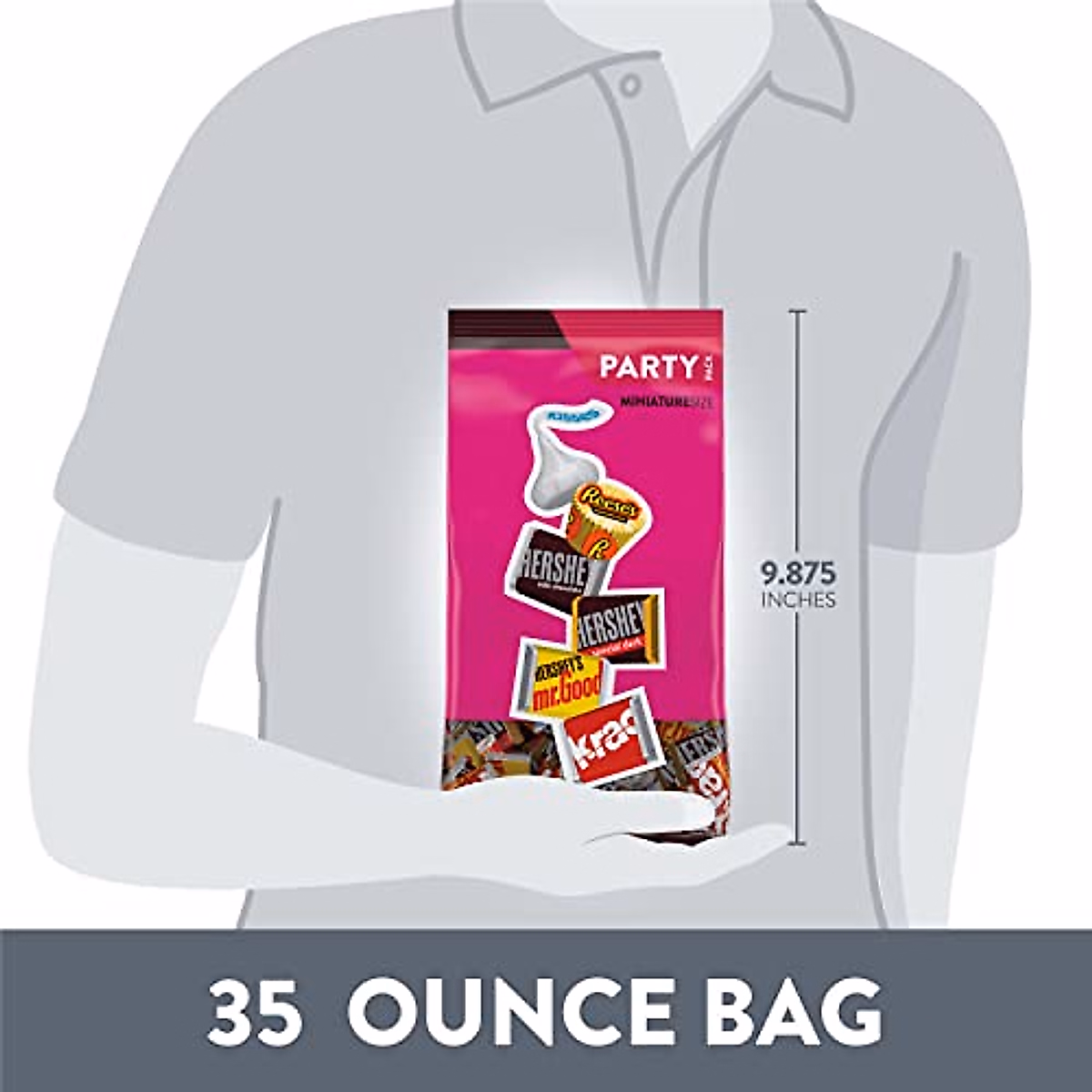 HERSHEY'S and REESE'S Assorted Chocolate Flavored Candy Party Pack, 35 oz