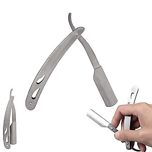 Barber Straight Razor, Stainless Steel 74 Manual Shaving Blade Holder Barber Folding Shaving Knife Rack(#1)
