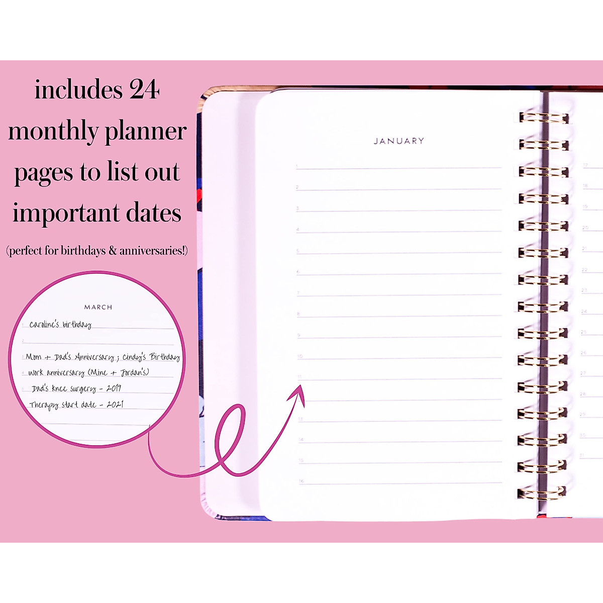 Kate Spade New York Address Book with A-Z Tabs, Navy Floral Leatherette Telephone Book Includes Birthday/Anniversary Calendar and 146 Contact Pages, Swing Flora