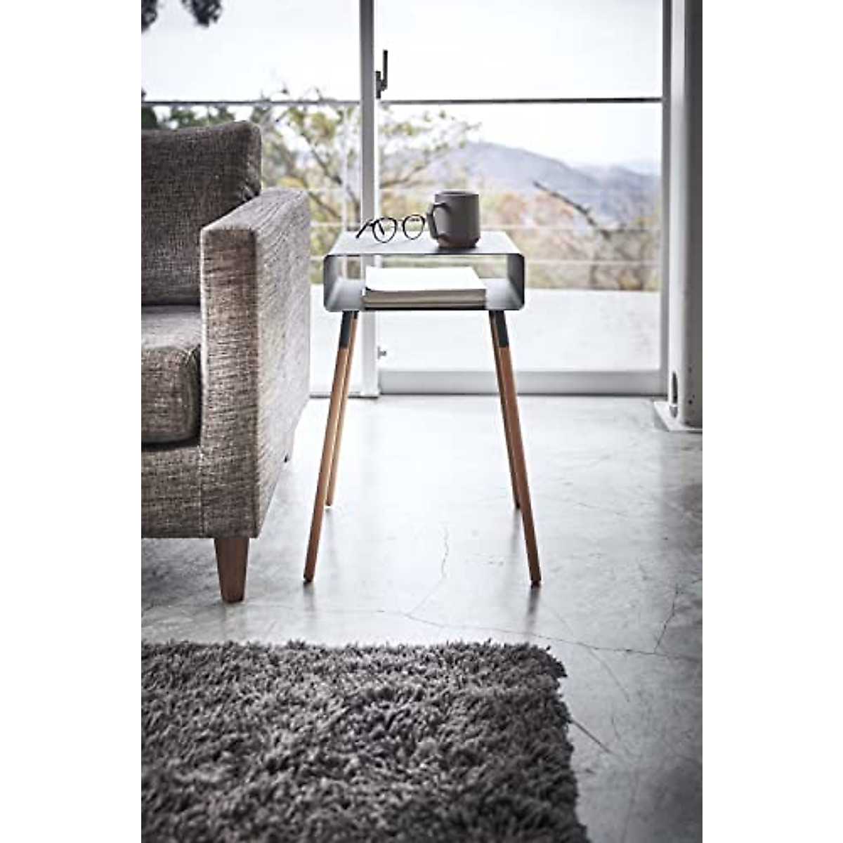 Yamazaki Storage Home | Steel + Wood | Tall | End + Side Tables, Black