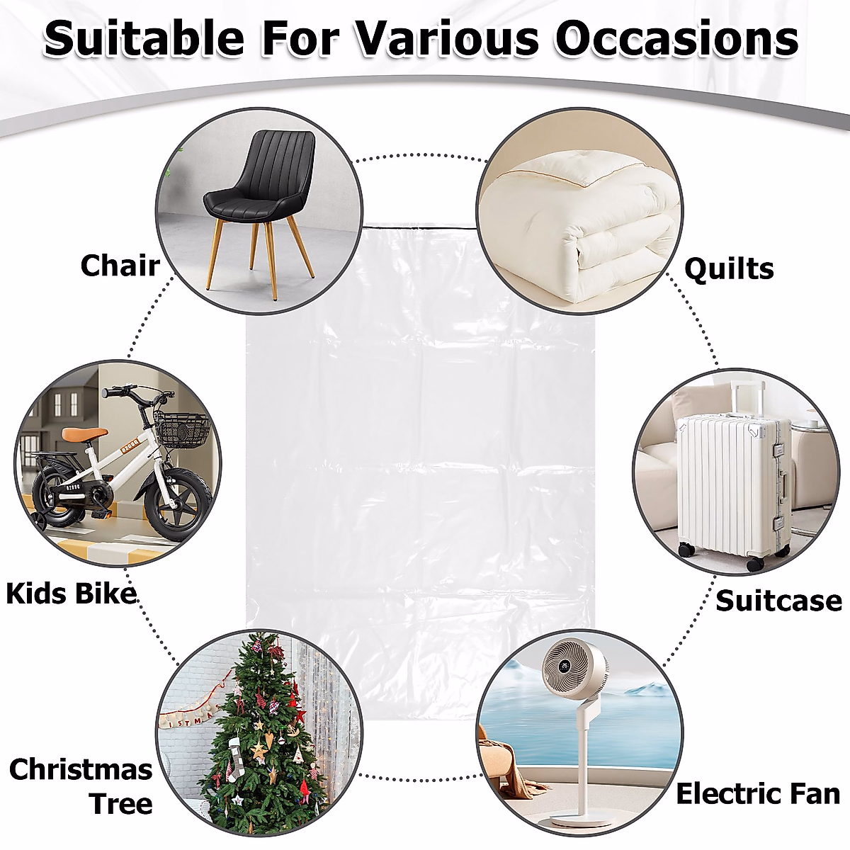 Aoketo 28 x 40 inches Extra Large Clear Drawstring Plastic Storage Bags, Multi-Purpose for Storage and Household Organizing Reusable Bags, Perfect for DustProof, MoistureProof (5 Pack, 4.72 Mil, Flat)