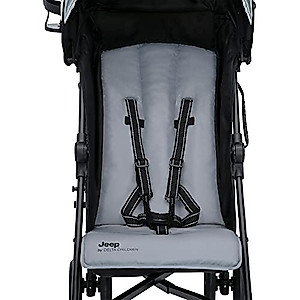 Jeep AdventureGlyde Stroller by Delta Children - Lightweight Travel Stroller with Smoothest Ride & Compact Fold, 3-Position Recline, Extra Large Storage Basket, Black/Grey