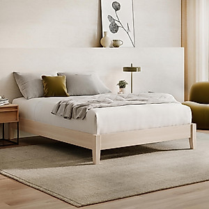 Nectar Premier Wood Platform King Bed Frame - Natural - 12” Height - Contemporary and Durable - Sturdy Wooden Slats for Support - Easy Assembly - Holds Up to 800 Pounds