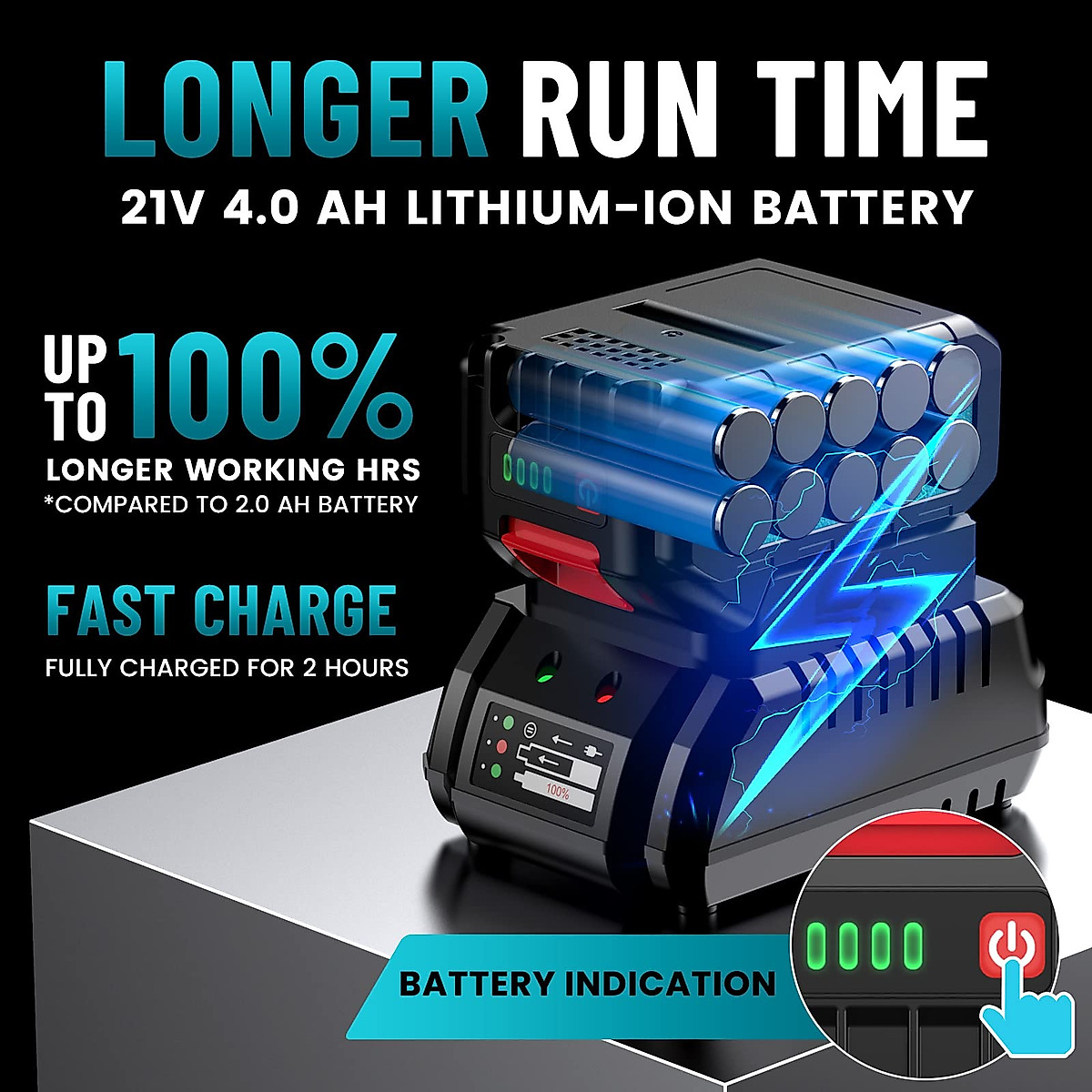 Uaoaii Cordless Impact Wrench Compact Size, 1/2 Power Impact Gun Brushless 420 ft-lbs (550N.m) w/ 4.0A Li-ion Battery, Fast Charger, Sockets, Drill & Screw Bits, 3 in 1 Multi-Function