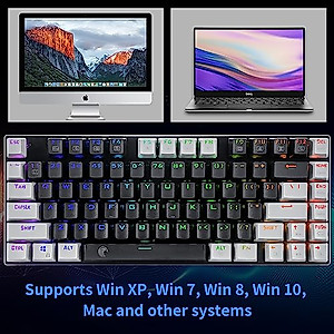 HUO JI E-Yooso Z-88 RGB Mechanical Gaming Keyboard, Metal Panel, Red Switch, 75% Compact 81 Keys for Mac, PC, Black and Grey