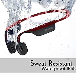 LUEXBOX Bone Conduction Headphone Wireless Bluetooth with Storage Bag, Open Ear Earphone with 32G Memory, Waterproof Sports Headset with Noise Cancelling for Running, Swimming, Workout