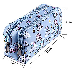 SIQUK Unicorn Pencil Case Large Capacity Pen Bag Double Zippers Unicorn Makeup Bag Stationery Bag Cosmetic Bag with Compartments