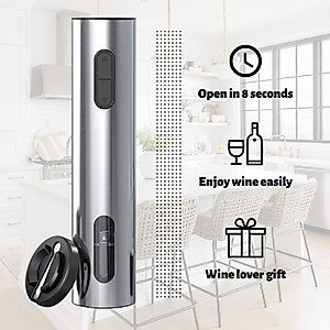 CIRCLE JOY Electric Wine Opener, USB Rechargeable Wine Bottle Opener, Automatic Corkscrew Set, Electronic Wine Opener, Sliver