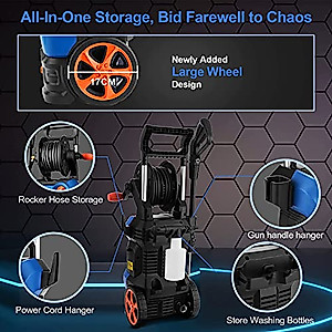 Electric Pressure Washer, 1800W High Power Washer, 2.11GPM Professional Electric Pressure Cleaner Machine with 4 Nozzles Foam Cannon,Best for Homes, Patios, Garden, Blue