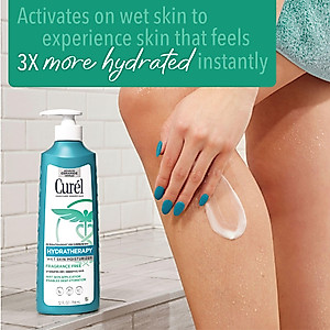 Curel Hydra Therapy In Shower Lotion, Wet Skin Moisturizer for Dry or Extra-dry Skin, with Advanced Ceramide Complex, for Optimal Moisture Retention, 12 Ounce