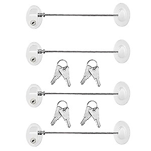 4 Pack Refrigerator Lock Cabinet Locks with Keys Adhesive Freezer Door Fridge Drawer Lock for Child Safety and Privacy, No Drilling (White)