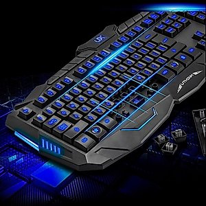 axGear USB LED Light Gaming Keyboard and Mouse Set Kit for Computer PC Multimedia Gamer
