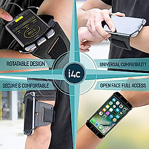 360° Rotatable Premium Sports Running Armband for All Phones: iPhone 13 Pro Max, 12, 11, X, XR, 8, Samsung Galaxy S21 S20 S10 S9 Edge, LG, HTC, Pixel; Universal Cellphone Holder + Free Extender Strap