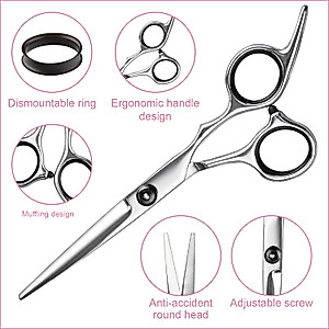 Hair Cutting Scissors Thinning Shears- Fcysy Professional Barber Sharp Hair Scissors Hairdressing Shears Kit with Haircut Accessories in Leather Case for Cutting Styling Hair for Women Men Pet- 7 Pcs