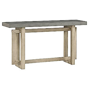 Hlcodca Contemporary Console Table with Industrial-Inspired Concrete Wood Top, Wood Legs, Extra Long Entryway Table for Entryway, Hallway, Living Room, Foyer, Corridor (Gray)
