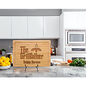 The Grillfather Wood Cutting Board, Christmas Gift Idea, BBQ Gift, Personalized Gift for Men, Dad, Grandpa, Custom Engraved Cutting Board, Father's or Grandpa's Birthday Gift, Grill Master