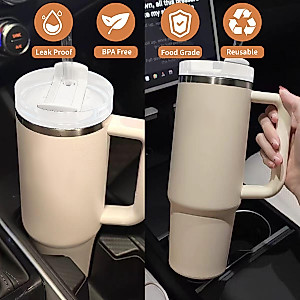 40 OZ Tumbler Lid Replacement, Replacement Lids Fit for Stanley Adventure Quencher Travel Tumbler 40 OZ, Spill Proof Splash Resistant Tumbler Covers for Stanley Replacement Lid (2 Pack,White)