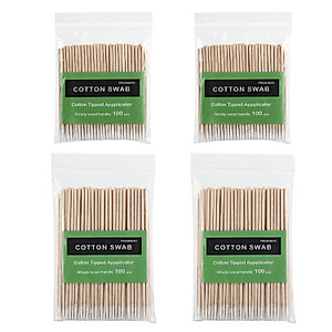 PRESKBOO 400 Count Microblading Cotton Swab, Cotton Swabs Pointed Tip, Cotton Swabs Wood Sticks, Cotton Tipped Applicator, Tattoo Permanent Supplies, Makeup Cosmetic Applicator Sticks