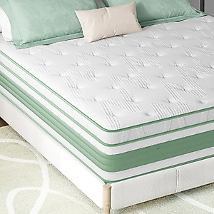 Novilla King Mattress, 12 Inch Hybrid Mattress, High Density Gel Foam with Pocket Coils for a Cozy Sleep, Motion Isolation Medium Firm King Size Mattress, Pillow Top Mattress, Balance Support
