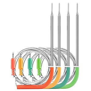 Inkbird WiFi Meat Thermometer IBBQ-4T Replacement Colored Probe 4-Pack Kit only Compatible with Meat Thermometer IBBQ-4T (Only for IBBQ-4T thermometers)