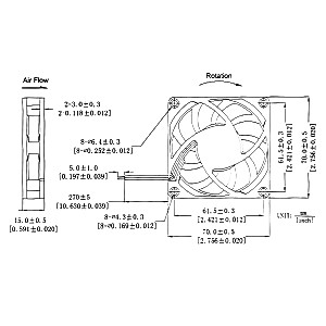 Wathai DC 12V Cooler Case Fan 70mm x 70mm x 15mm 2Pin Brushless Cooling Fan High Performance 2Pack